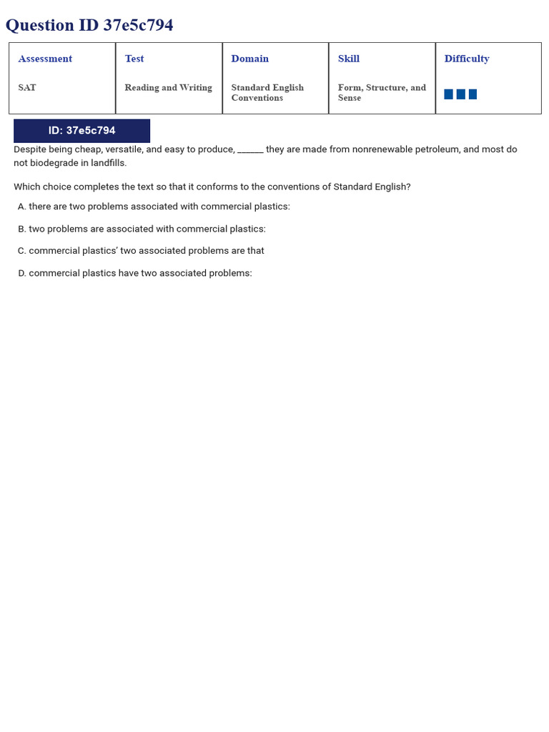 SAT Standard English Conventions Practice | PDF