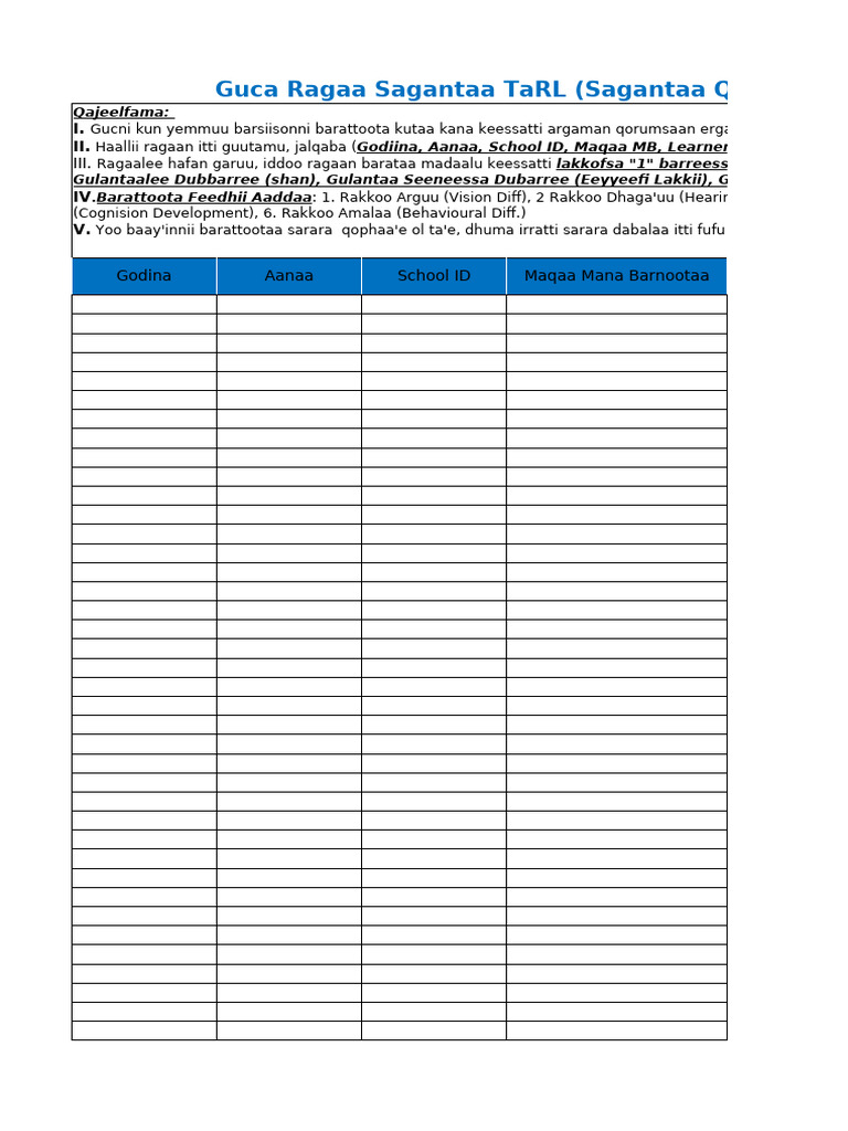 2 School Level TaRL Student List Data Collection | PDF