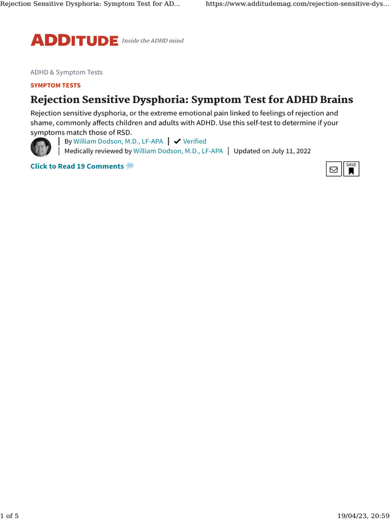 RSD Symptom Test for ADHD Adults | PDF | Attention Deficit ...