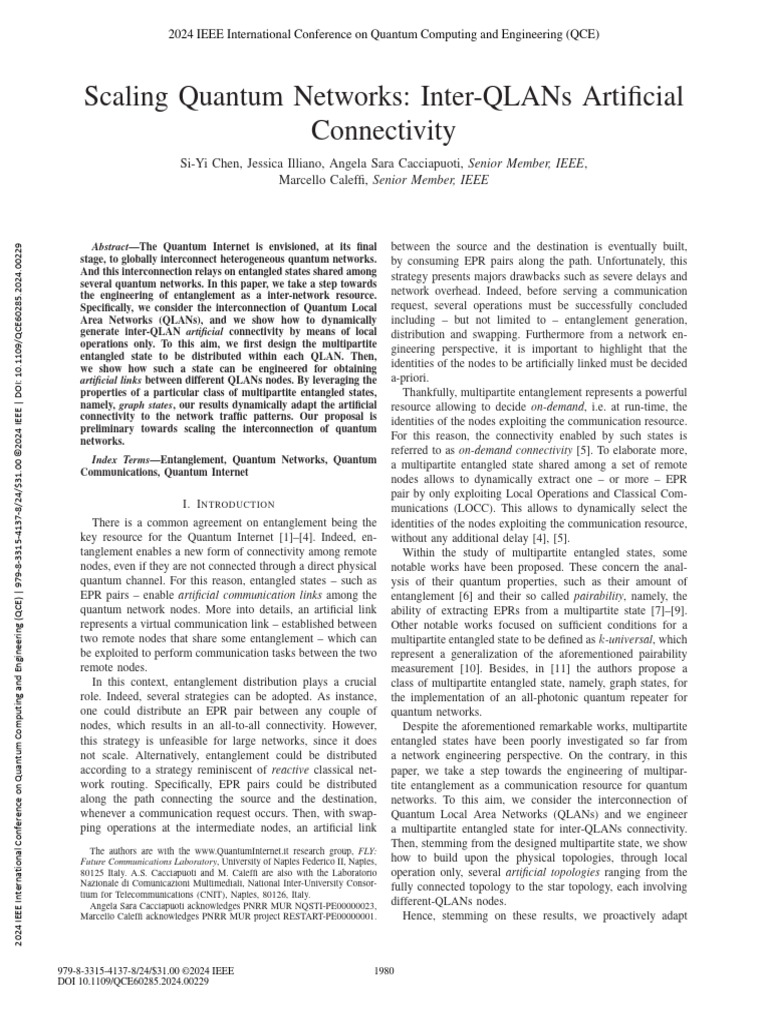Scaling Quantum Networks Inter-QLANs Artificial Connectivity | PDF ...