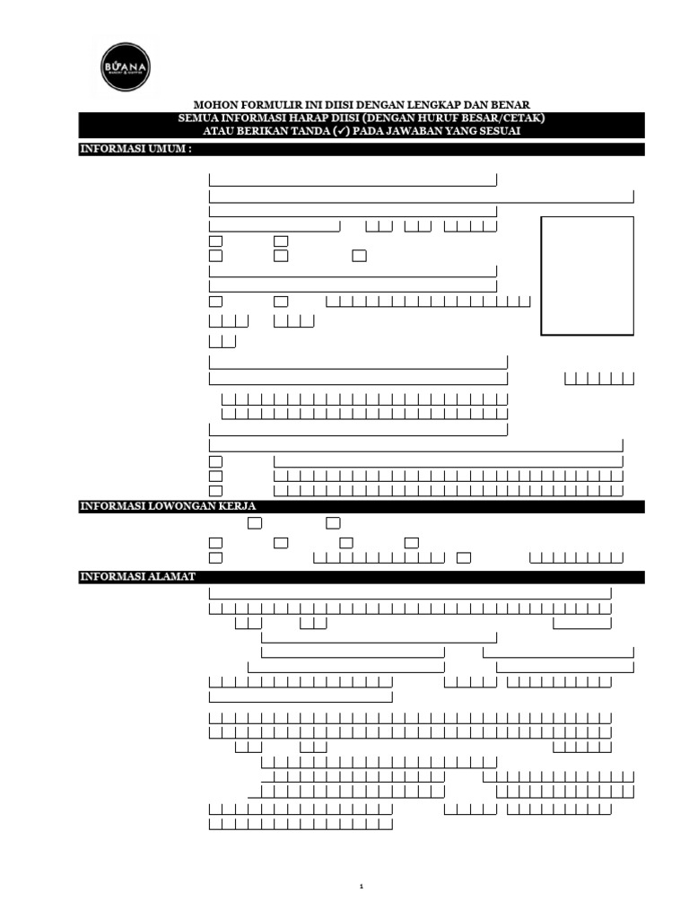 Formulir Lamaran Kerja Lengkap | PDF
