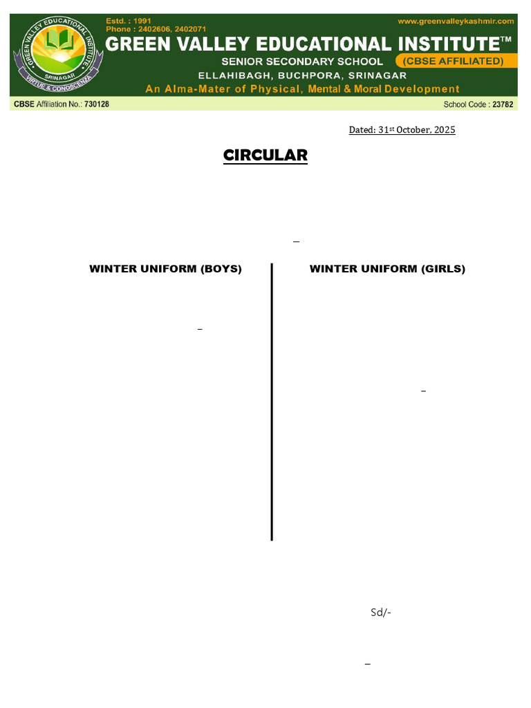 Winter Uniform Guidelines for Students | PDF | Uniforms | Fashion