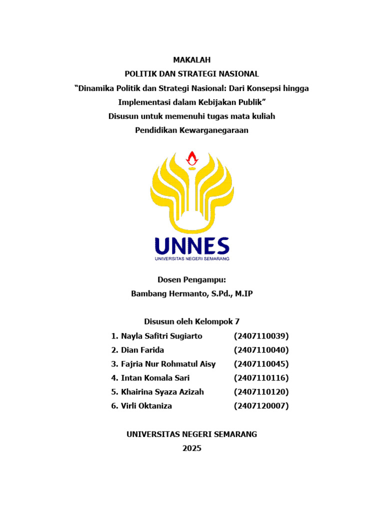 Politik dan Strategi Nasional Indonesia | PDF
