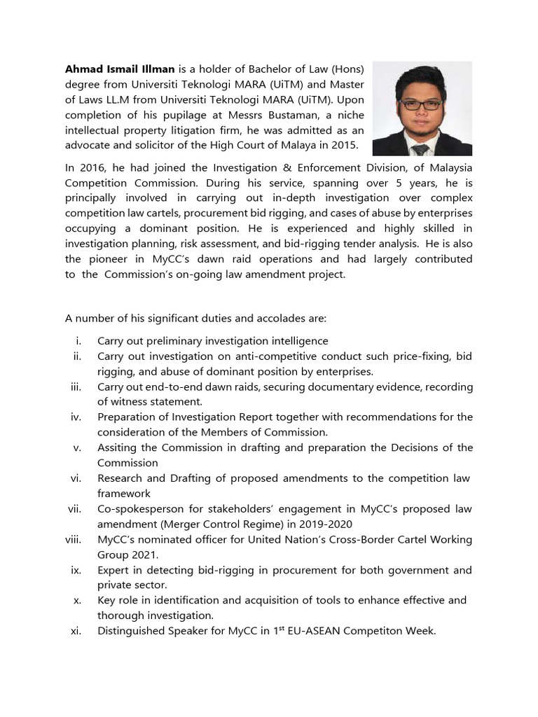 5a.ahmad Ismail Illman Profile - 2021 | PDF