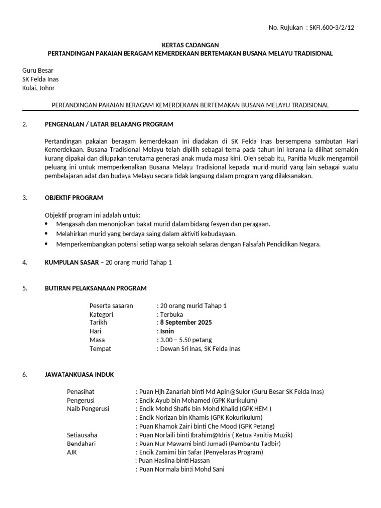 Pertandingan Busana Melayu Tradisional | PDF