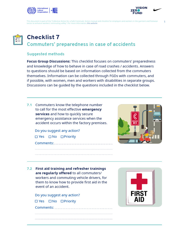 Checklist 7 - Commuters' Preparedness in Case of Accidents | PDF ...