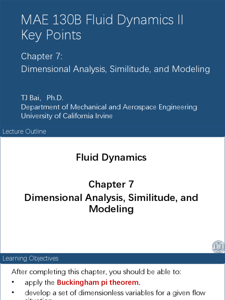 MAE 130B CH 7 Dimensional Analysis Similitude and Modeling | PDF ...