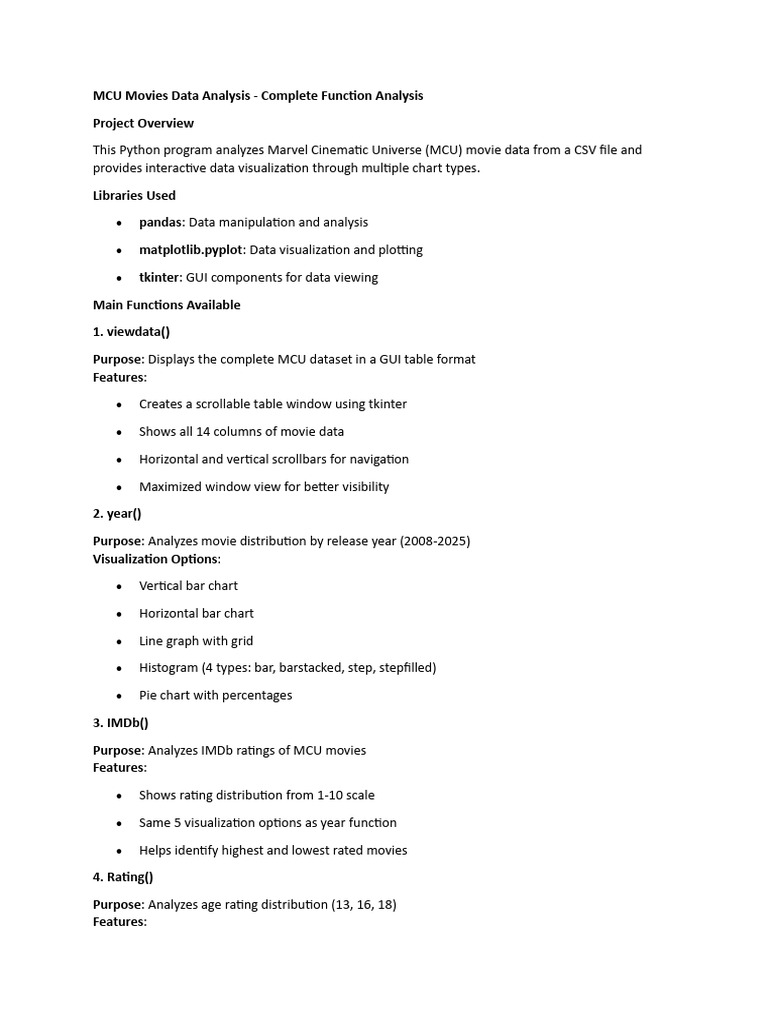 MCU Movies Data Analysis | PDF | Chart | Information Science
