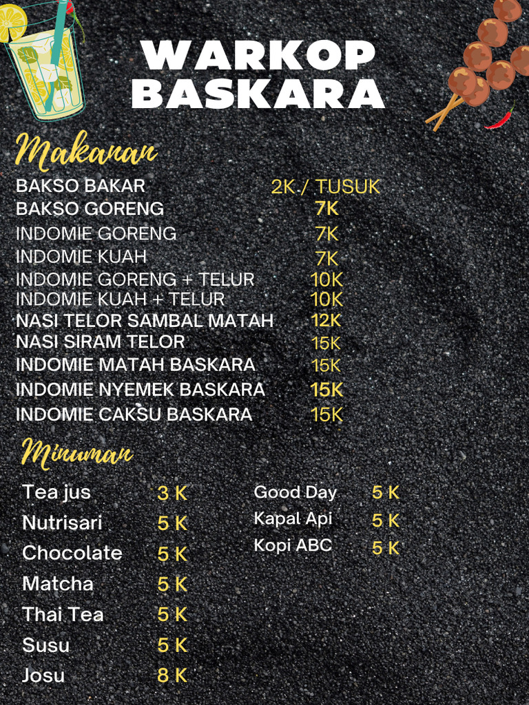 Hitam Simpel Restoran Bakso Menu - 20251030 - 191641 - 0000 | PDF