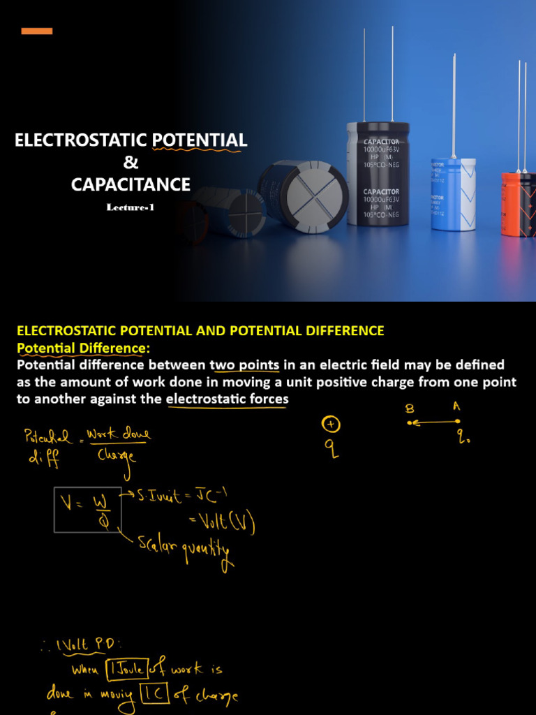 Electrostatic Potential & Capacitance L1 | PDF
