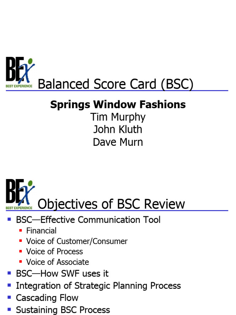 BSC Sprint Window Fashions | PDF | Performance Indicator | Strategic ...