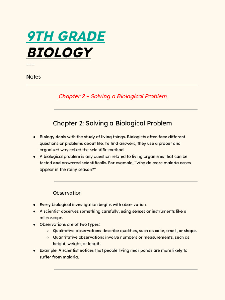 Chapter 2 - Solving A Biological Problem | PDF | Experiment | Hypothesis