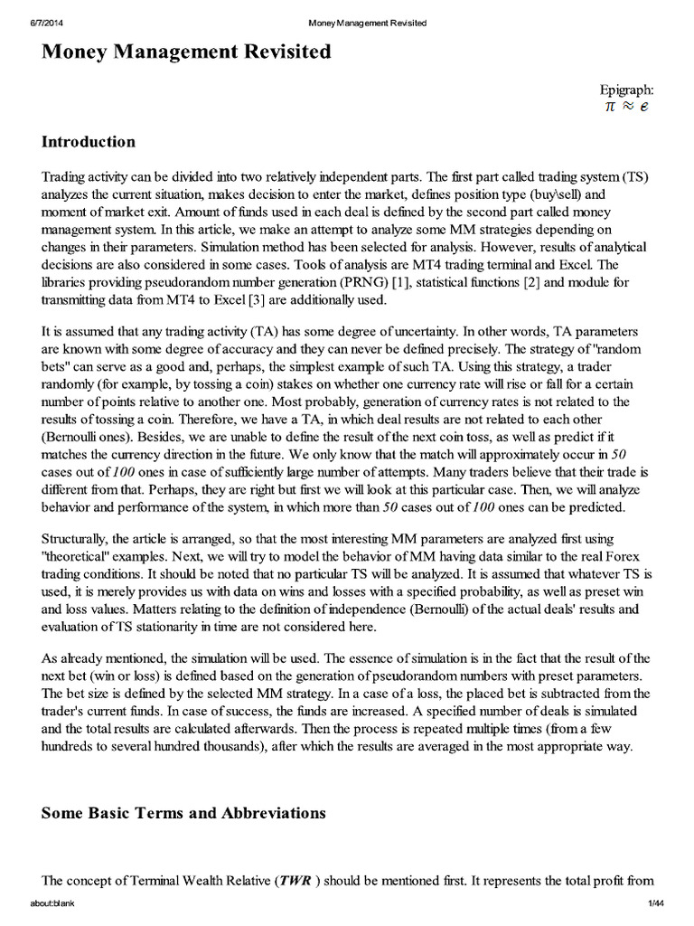 Money Management Revisited | PDF