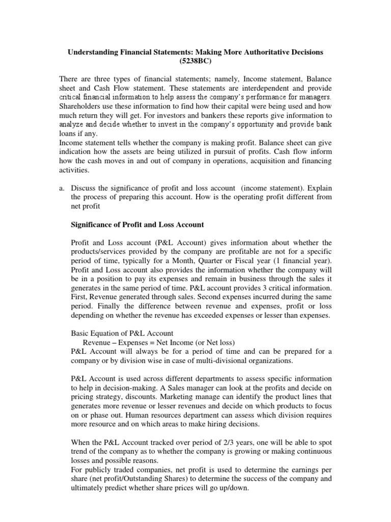 Understanding Financial Statements - Making More Authoritative BC | PDF ...