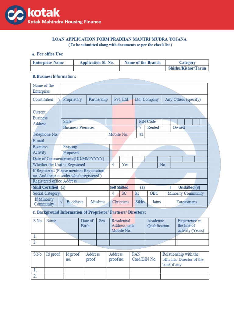 Mudra Loan Applicatin | PDF | Identity Document | Credit