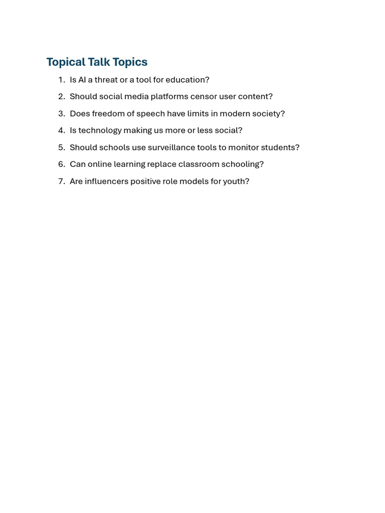 Topical Talk Topics | PDF