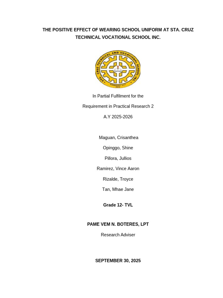 The Positive Effect of Wearing School Uniform at Sta | PDF | Identity ...