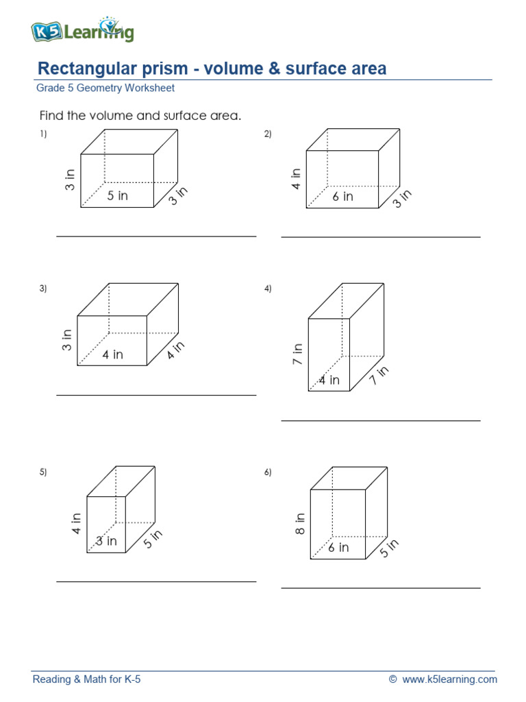 Rectangular Prism Volume & Surface Area | PDF | Geometric Measurement ...