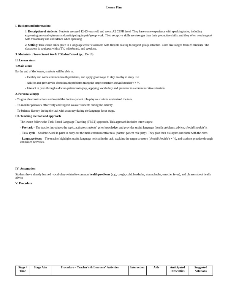Demo Lesson Plan - Role-Play - Group 6A | PDF | Cognitive Science ...