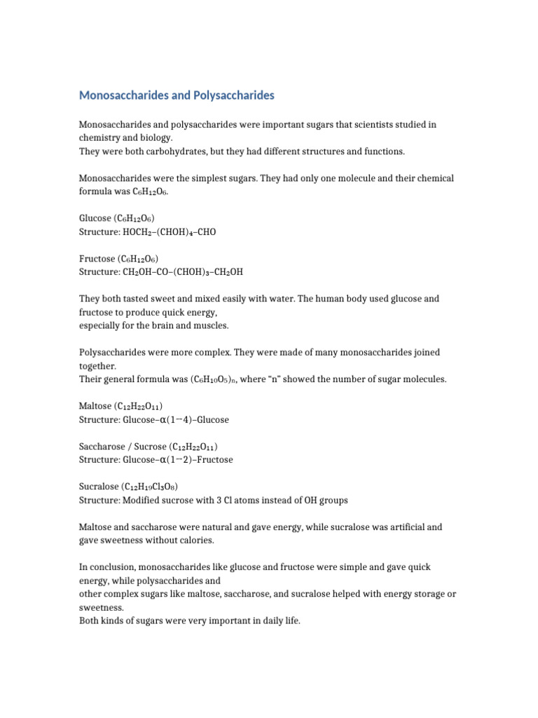 Monosaccharides and Polysaccharides Activities | PDF | Carbohydrates ...