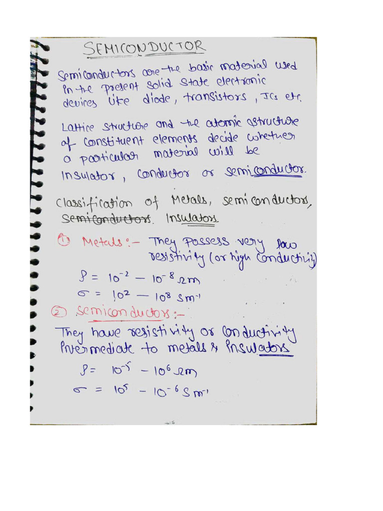 Notes Semiconductor Class 12 | PDF