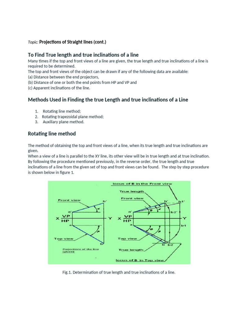 True Lenght, True Inclinations and Traces of A Lines | PDF ...