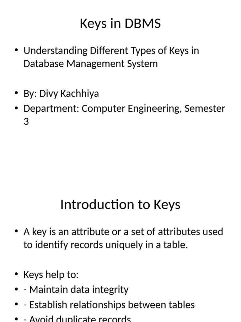 Types of Keys in DBMS Explained | PDF | Databases | Information Retrieval