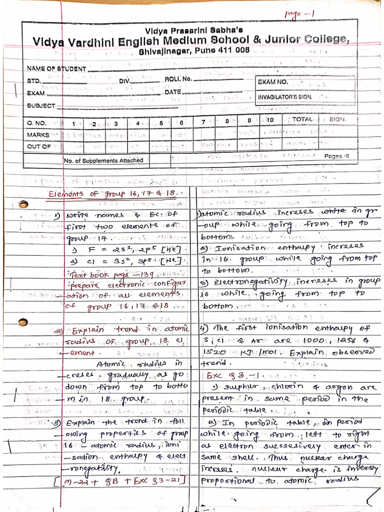 Vvems - P Block - Question Answers - 25-26 | PDF