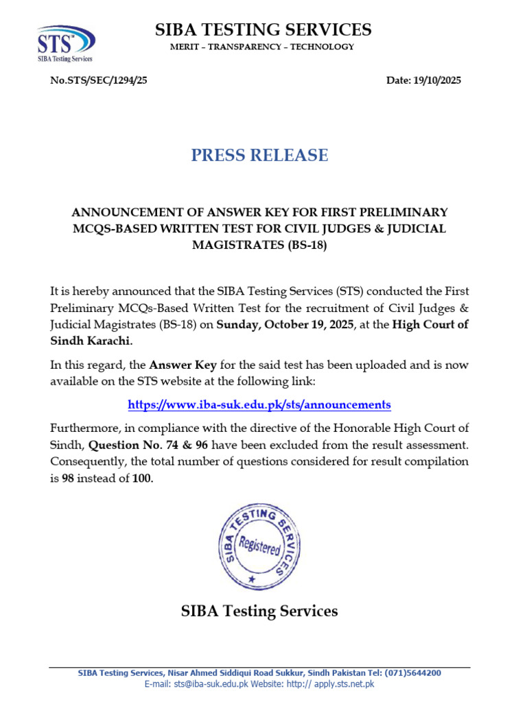 Press Release: Siba Testing Services | PDF
