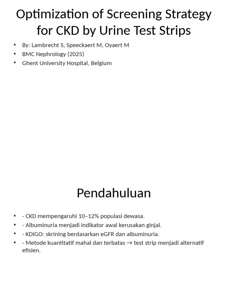 Optimization CKD Screening Presentation Revised | PDF
