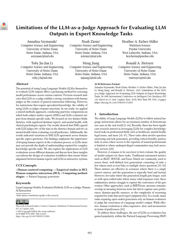 Evaluating LLMs in Expert Tasks: Limitations | PDF | Dietitian | Expert