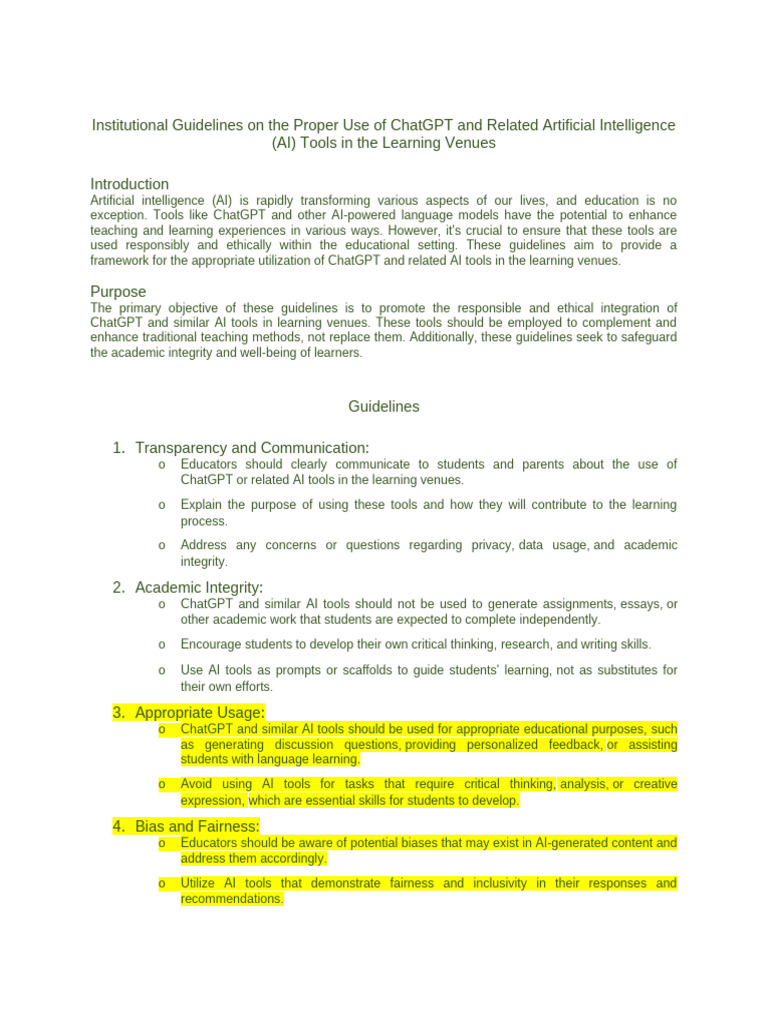 Guidelines for Ethical AI Use in Education | PDF | Artificial ...
