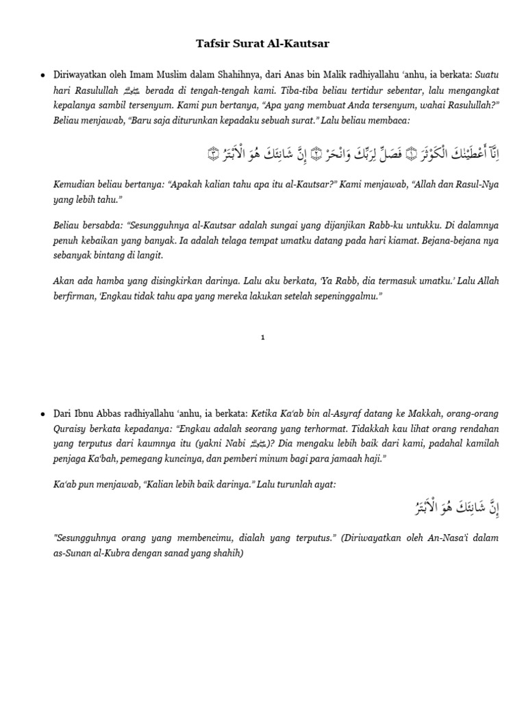 Tafsir Surat Al-Kautsar | PDF