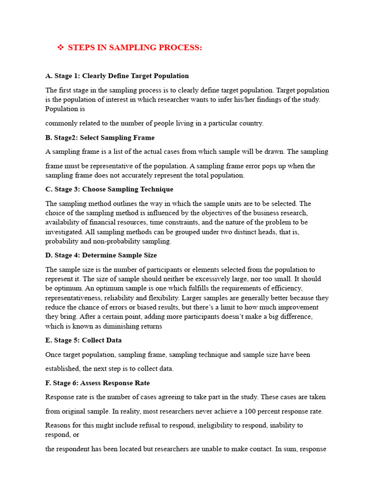 Sampling Process and Selection Criteria | PDF | Sampling (Statistics ...