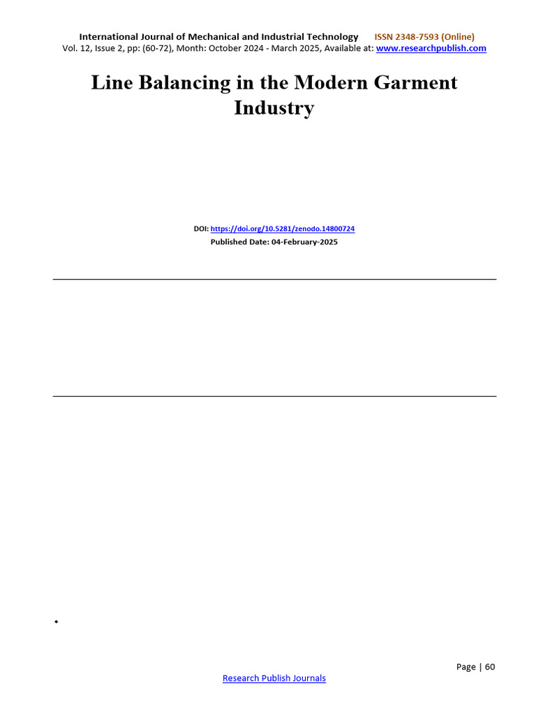 Line Balancing in Garment Manufacturing | PDF | Lean Manufacturing ...