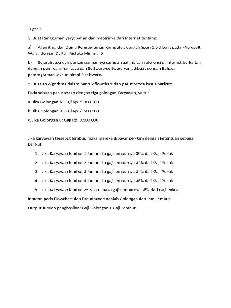 Soal Tugas Algoritma Dan Pemrograman | PDF