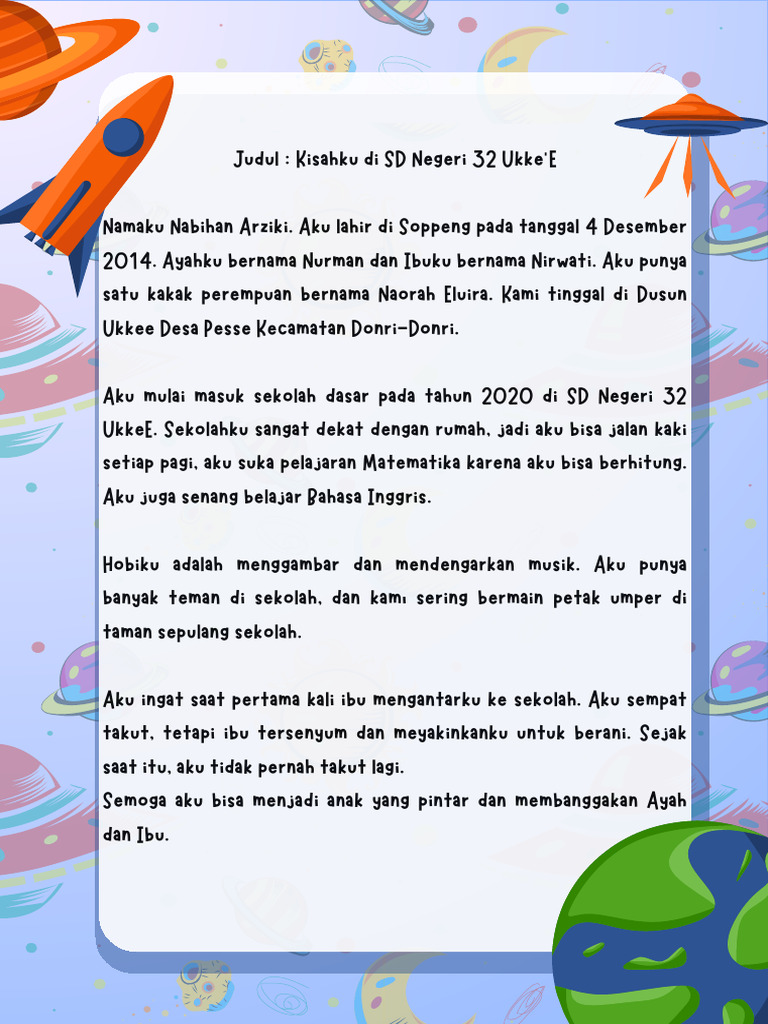 Biru Ceria Ilustrasi Ruang Angkasa Bingkai Border Document A4 | PDF