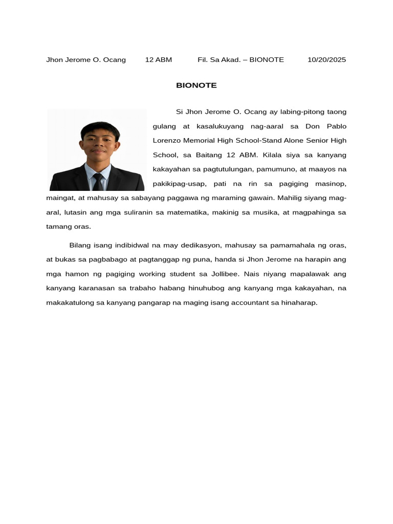Bionote - FsA | PDF