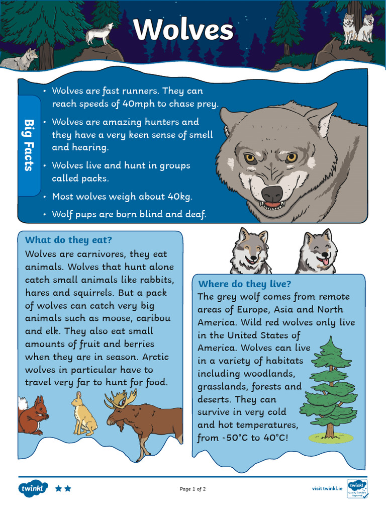 Wolves Differentiated Reading Comprehension Ma | PDF | Wolves ...