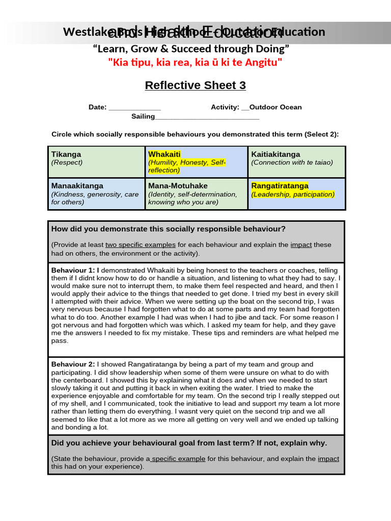 2.8 Reflection Sheet 3 (1) | PDF