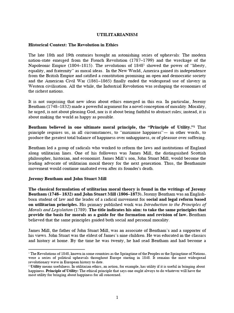 Final Utilitarianism Ethics (4) | PDF | Utilitarianism | Hedonism