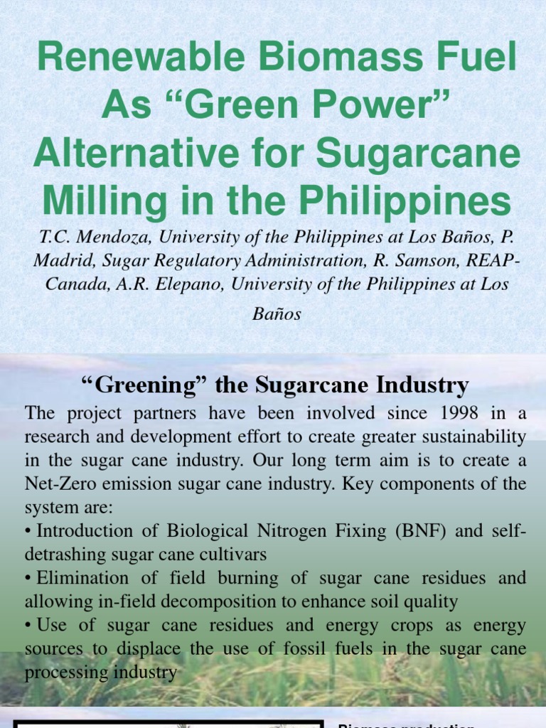Biomass Energy Lecture | PDF | Sugarcane | Biofuel