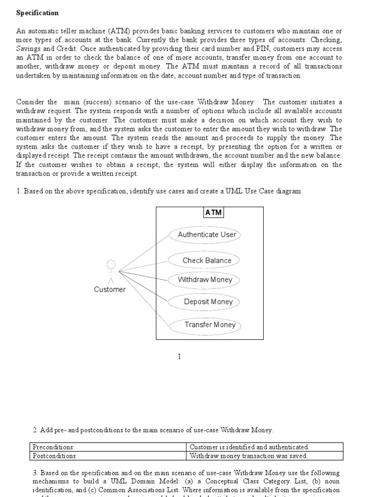 Specification for an Automated Teller Machine (ATM) Use Case Model | PDF | Automated Teller ...