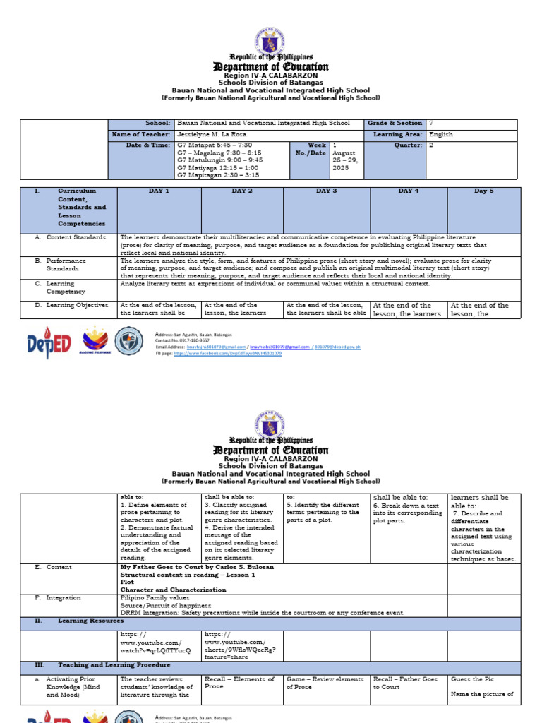 q2 Le Englis Grade 7 Week 1 | PDF | Learning | Human Communication