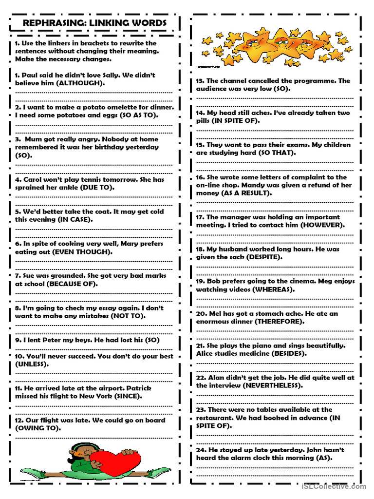 Rephrasing Exercises with Linkers | PDF | Clock