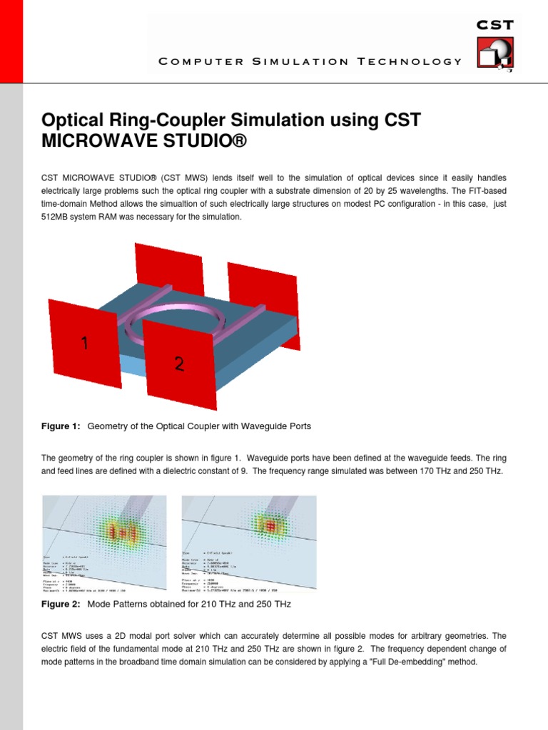 Optical Ring-Coupler Simulation Using CST MICROWAVE STUDIO | PDF
