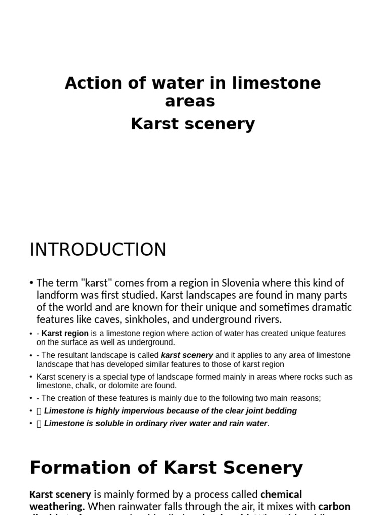 Action of Water in Limestone Areas | PDF | Sinkhole | Limestone