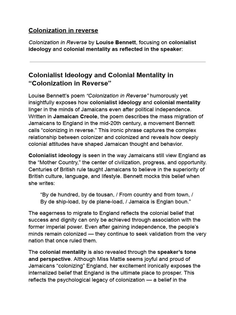 Colonization in Reverse and Bans A Killen | PDF | Postcolonialism ...