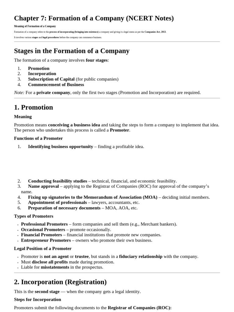 Company Formation Process Explained | PDF | Articles Of Association ...