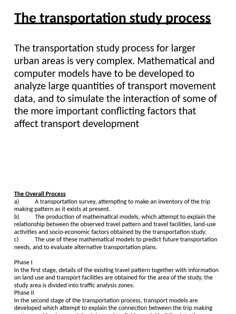 Chapter Six Transportation study process (1) | PDF | Dependent And ...
